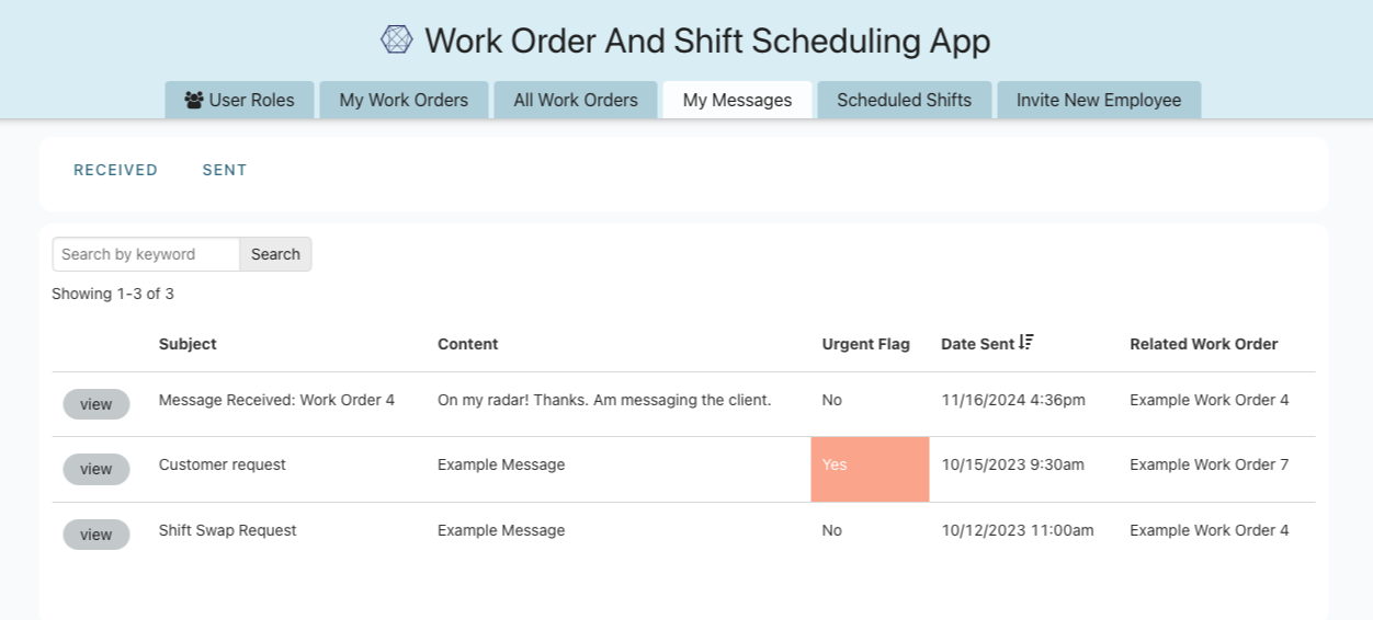 Work Orders Template App from Knack